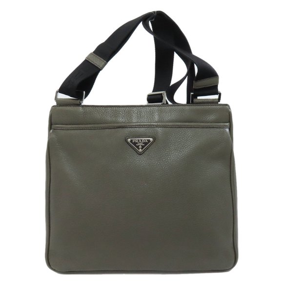 Prada | Bags | Prada Gray Leather Shoulder Bag | Poshmark